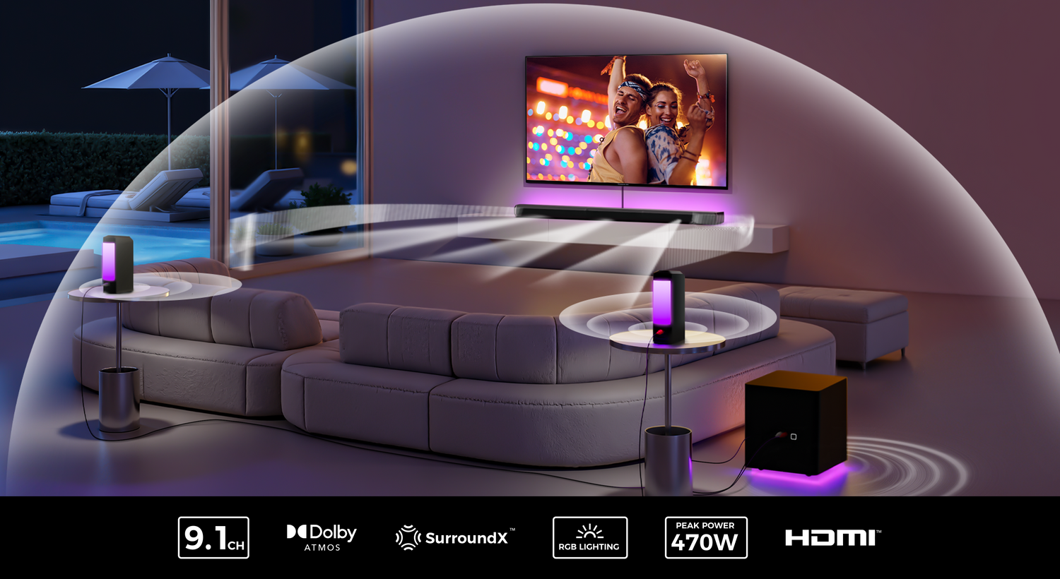 ULTIMEA Apollo S90 9.1 Dolby Atmos Soundbar with Dynamic Lighting